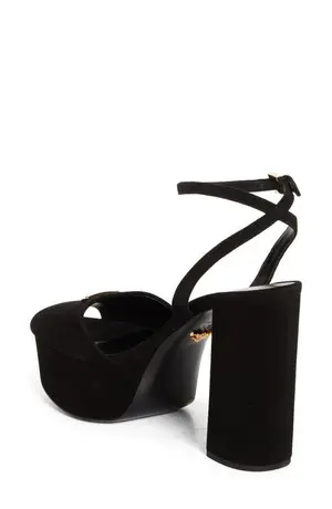 Prada Triangle Logo Platform Sandals - Nero