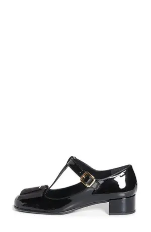 Prada Patent Leather Mary Jane Pump With Grosgrain Bow