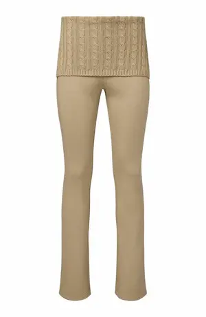 WeWoreWhat Cable Knit Roll Over Pant - Taupe