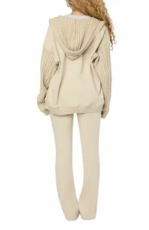 WeWoreWhat Cable Knit Roll Over Pant - Taupe