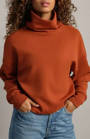RHONE Dreamglow Mock Neck Top - Burnt Orange