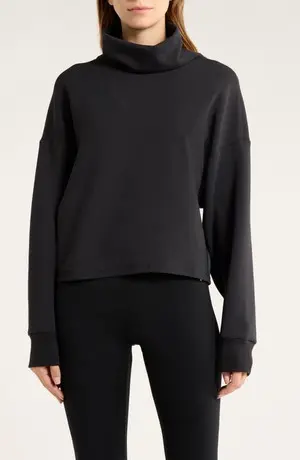 RHONE Dreamglow Mock Neck Top - Pure Black Heather