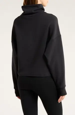 RHONE Dreamglow Mock Neck Top - Pure Black Heather