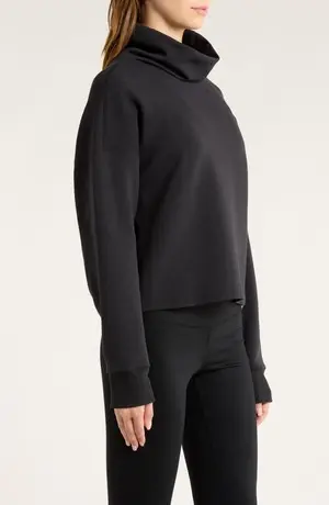 RHONE Dreamglow Mock Neck Top - Pure Black Heather
