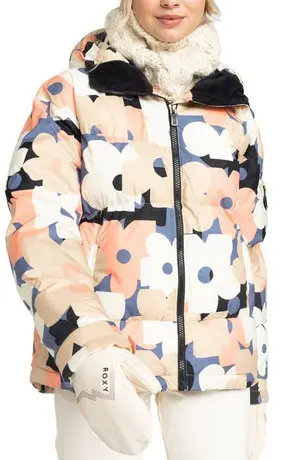 Roxy Alofted Water Resistant Hooded Puffer Jacket - Wild Wind