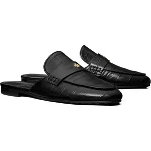 Tory Burch Croc Embossed Mule - Perfect Black