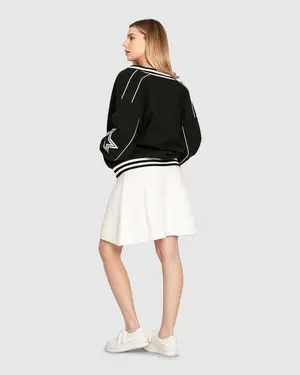 BELLE & BLOOM Hold Me Close" Letterman Bomber Jacket - Black