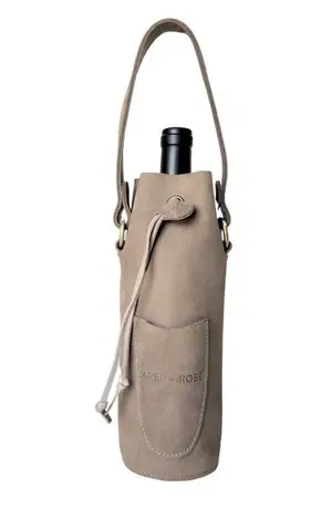 SAREP + ROSE Leather Bottle Tote With Pocket - Dark Gray Nubuck