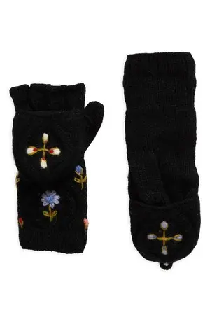 FRENCH KNOT Tilly Hand Knit Convertible Mittens - Black