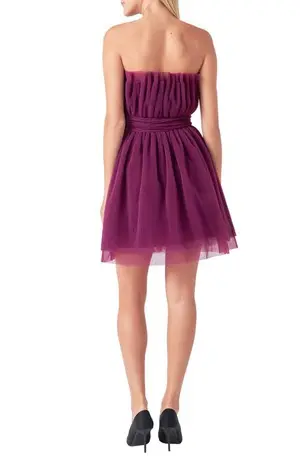 Endless Rose Strapless Tulle Minidress - Berry