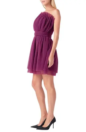 Endless Rose Strapless Tulle Minidress - Berry