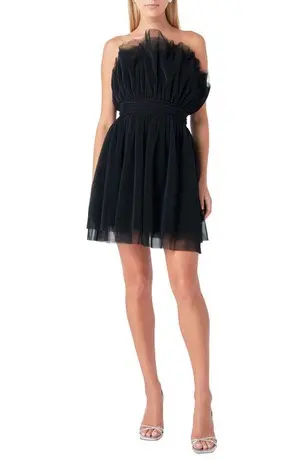 Endless Rose Strapless Tulle Mini Dress - Black