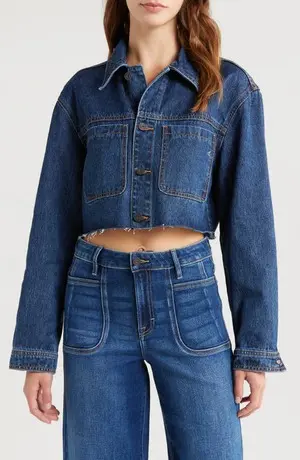 HIDDEN JEANS Classic Crop Denim Trucker Jacket - Dark Wash