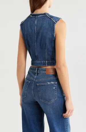HIDDEN JEANS Zip Front Crop Denim Vest