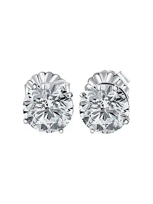 BLISS DIAMOND 6.00ct Round Lab Grown Diamond Stud Earrings - 14k White Gold