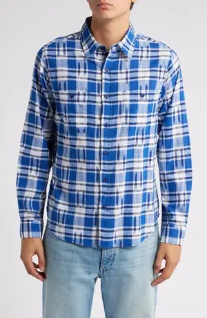 SCHOTT Ikat Plaid Button-up Shirt