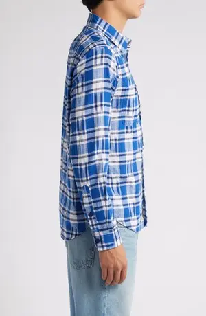 SCHOTT Ikat Plaid Button-up Shirt