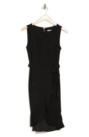 calvin klein sleeveless flounce hem a line dress Calvin Klein Womens Black White One Shoulder Flounce Gingham Knee Length  Dress 2