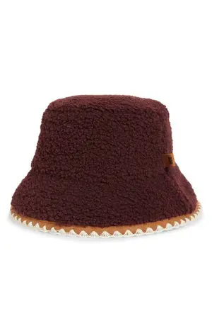 UGG Fluff Scalloped Faux Fur Bucket Hat Wild Grape