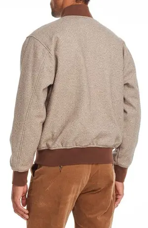 BROOKLYN BRIGADE Herringbone Reversible Bomber Jacket - Brown