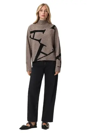 ALLSAINTS Star Turtleneck Sweater - Doe Brown/black