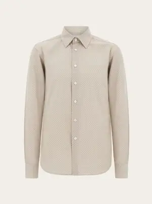 FERRAGAMO Micro-patterned Shirt - Beige