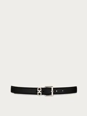 FERRAGAMO Double Gancini Fixed Belt - Black