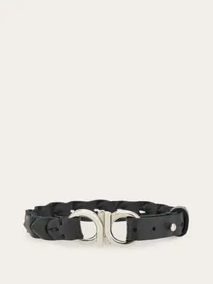 FERRAGAMO Braided Gancini Bracelet - Black