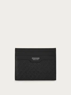 FERRAGAMO Monogram Credit Card Holder Black