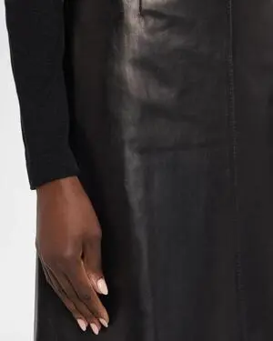 Lafayette 148 New York Leather A-line Midi Skirt