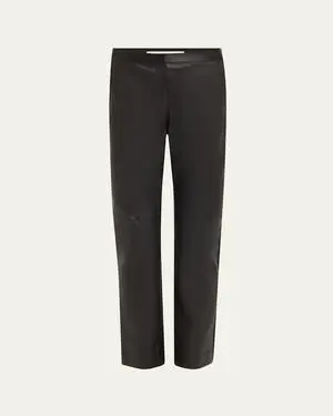 Lafayette 148 New York Leather Cigarette Pants - Black