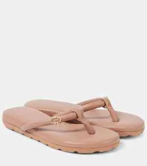 GIANVITO ROSSI Juno Leather Thong Sandals - Beige