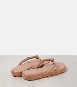GIANVITO ROSSI Juno Leather Thong Sandals - Beige