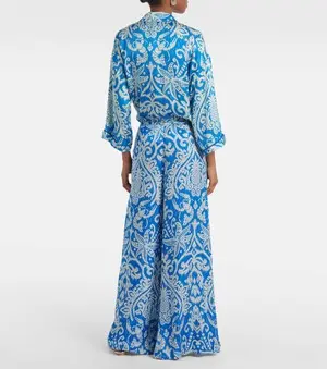 Poupette St Barth Clea Printed Wide-leg Pants - Blue