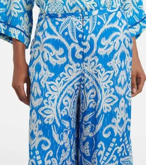 Poupette St Barth Clea Printed Wide-leg Pants - Blue