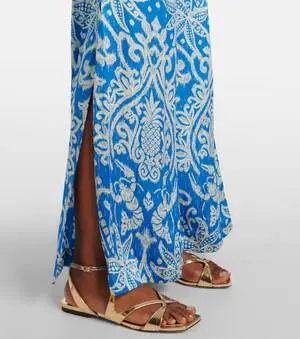 Poupette St Barth Clea Printed Wide-leg Pants - Blue