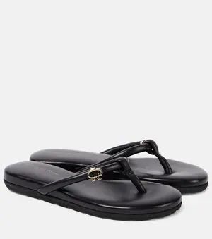GIANVITO ROSSI Juno Leather Thong Sandals - Black