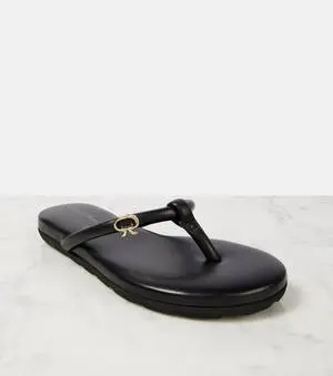 GIANVITO ROSSI Juno Leather Thong Sandals - Black