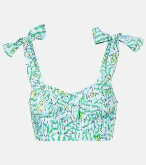 Poupette St Barth Carla Printed Crop Top - Green