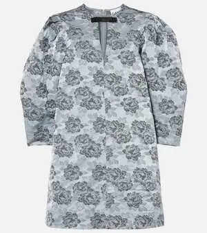 GANNI Floral Jacquard Mini Dress - Blue