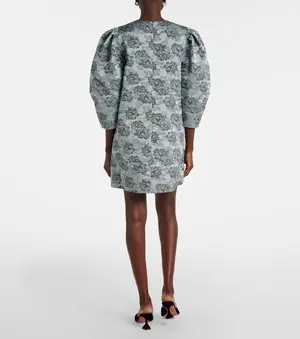 GANNI Floral Jacquard Mini Dress - Blue