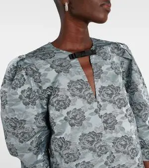 GANNI Floral Jacquard Mini Dress - Blue