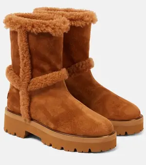 AQUAZZURA Teddi 20 Shearling-trimmed Boots - Brown