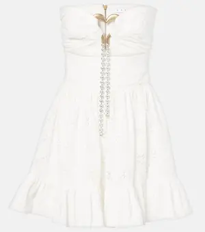 AREA Draped Cotton Mini Dress