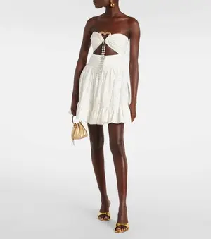 AREA Draped Cotton Mini Dress