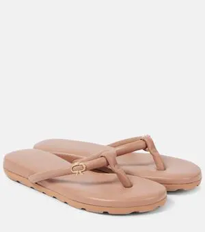 GIANVITO ROSSI Juno Leather Thong Sandals - Beige