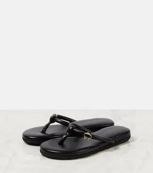 GIANVITO ROSSI Juno Leather Thong Sandals - Black