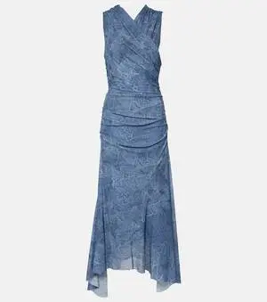 GANNI Printed Ruched Maxi Dress