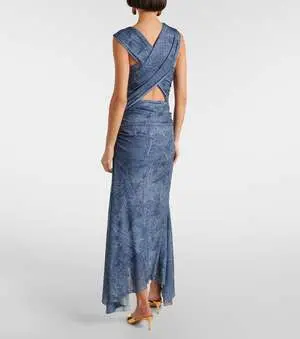 GANNI Printed Ruched Maxi Dress