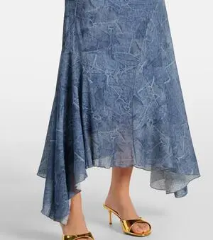 GANNI Printed Ruched Maxi Dress
